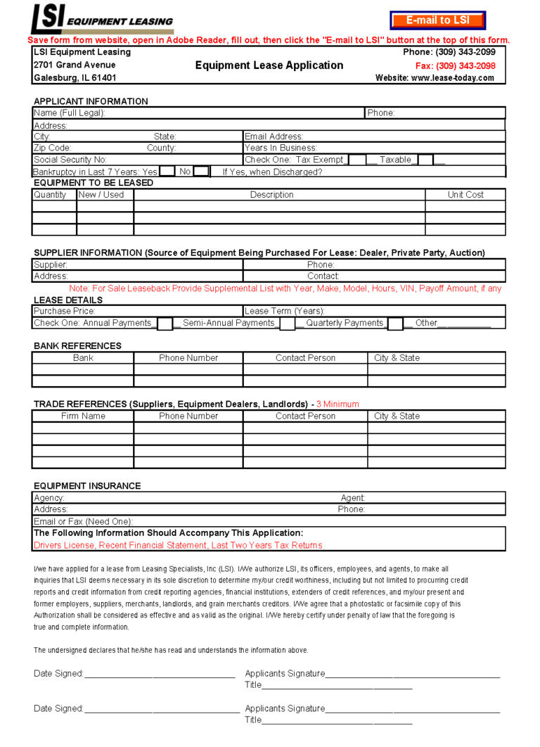 PDF Lease Application - LSI Equipment Leasing